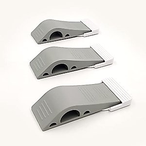 Oicozy Door Stopper, Anti-Slip Rubber Security Door Stop with Holder, Heavy Duty Doorstop, Door Wedge Stopper Works on All Floor Types, Home Improvement - 3 Pack (Gray)