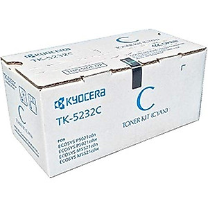 Kyocera 1T02R9CUS0 Model TK-5232C Cyan Toner Cartridge For use with ECOSYS P5021cdn, P5021cdw, M5521cdn and M5521cdw Laser Printers; Up to 2200 Pages Yield at 5% Average Coverage