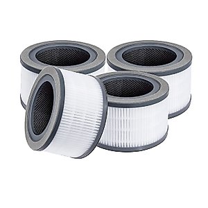 Nispira 3-in-1 True HEPA Carbon Filter Replacement, Compatible with Levoit Vista 200 Air Purifier Vista 200-RF. 4 Packs