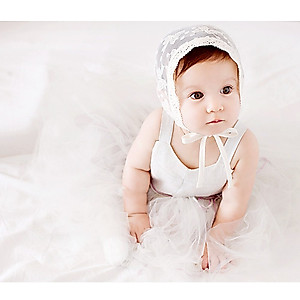 IMLECK Infant Bucket Sun Hat Bow Full Lace Flower Bonnet Child Hat … Ivory White