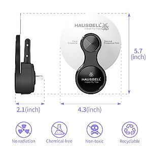 Hausbell Fruit Fly Traps for Indoors, Wall Plug-in Fly swatter, 1 Trap + 2 Glue Cards, Black