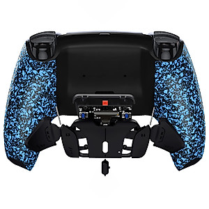 eXtremeRate Textured Blue Programable RISE4 Remap Kit for PS5 Controller BDM 010 & BDM 020, Upgrade Board & Redesigned Back Shell & 4 Back Buttons for PS5 Controller - Controller NOT Included