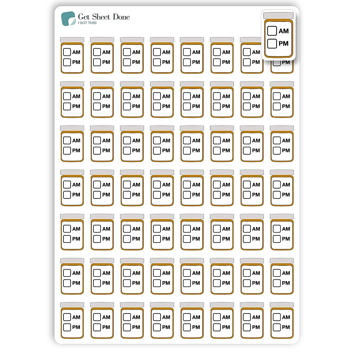 Pill Tracker Sticker / 54 Write In Smudge Proof Vinyl Stickers (1/2”) / Daily Medication Vitamin Reminder Self Care Health Wellness/  Essential Productivity Life/Bujo Bullet Journaling (1 Sheet)