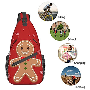 Mvirnsw Christmas Gingerbread Funny Sling Bag Crossbody Backpack Hiking Travel Daypack Chest Bag Lightweight Shoulder Bag For Women Men