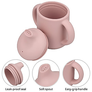 Mintlyfe Baby Sippy Cup, Silicone Trainer Cup Toddler for Boys and Girls, Unbreakable, Spill Proof and Two Handle Learner Cup Sippy Cup for Toddlers, 4oz (Ether)