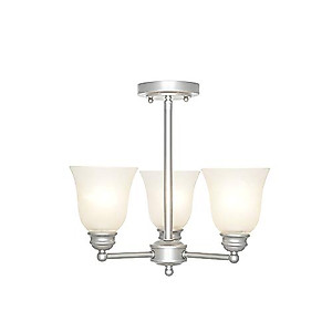Amazon Brand – Ravenna Home Classic 3 Light Semi-flush Mount Chandelier, Bulbs Included, 14.5"H, Silver