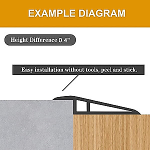 Vinyl-Floor-Transition-Threshold-Strip Self-Adhesive, Threshold 2/5'', Door/Carpet-to-Tile-Transition-Strip Reducer, Doorway Edge Trim for Laminate Floor Mat Vinyl Tile (Black, 36 in)
