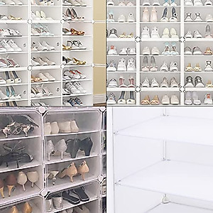 Portable Shoe Rack Organizer 12 Tiers 72 Pairs DIY Shoe Cabinet, Free Standing Shoe Shelf Organizer with Transparent Cover, White Plastic Closet Shoe Organizer Rack Expandable for High Heels, Boots
