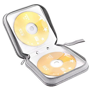 CD Case, Bivisen DVD Case Wallet Holder Binder 48 Capacity CD/DVD Cases Storage Holder Binder Organizer Wallet Book for Car Home Travel (White)