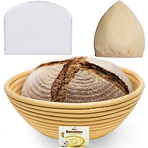 Round Bread Banneton Proofing Basket - 9 Inch Baskets Sourdough Brotform Proofing Basket and 9 Inch Bread Banneton Proofing Basket - Baking Bowl