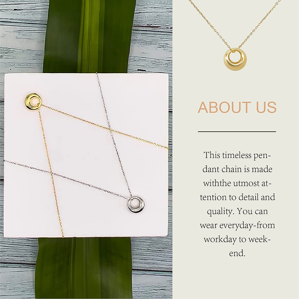 Little Ashley Jewelry 925 Sterling Silver 18k Gold Plated Simple Circle Pendent Necklace, Sterling Silver Pendant Necklace for Women Teen Girls Jewelry Gifts Adjustable 16-18 inches Link Chain (Gold)