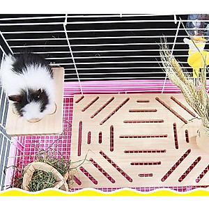 Hypeety Rabbit Wood Foot Pad Toy Small Animals Bunny Chinchilla Guinea Pig Rabbit Totoro Scratch Cage Supplies Safe Non-Toxic Pine Wood Board Chew Toy Mat Bed