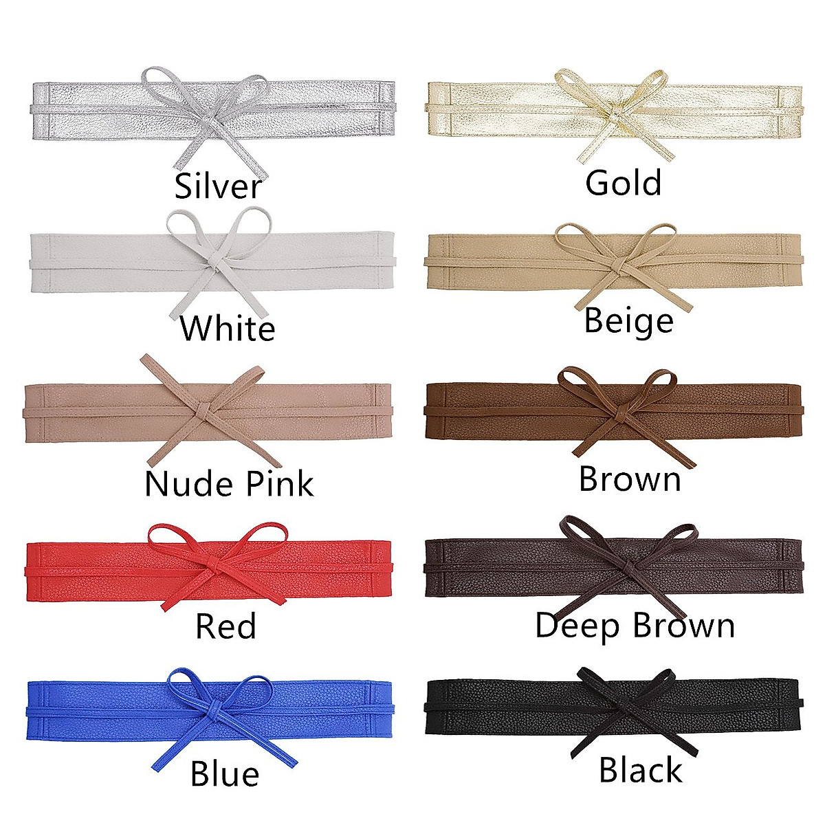 Ayliss Women Soft Leather Obi Belt Self Tie Wrap Cinch Belt,Black