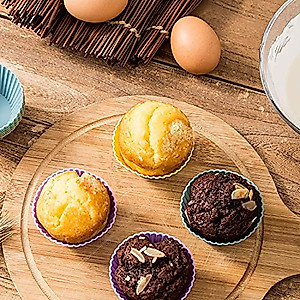 Cupcake Liners - Reusable Silicone Cupcake Baking Cups - Non-Stick Baking Muffins Mold - Use As Lunch Box Dividers - Set of 12 Kitchen Accessories - Great Gift Idea