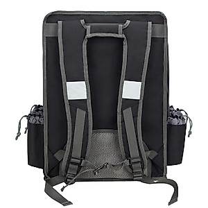 PACMAXI Food Delivery Backpack, Insulated Food Delivery Bag with 6 Cup Holder, Reusable Food Delivery Bag with Reflective Straps(Black)