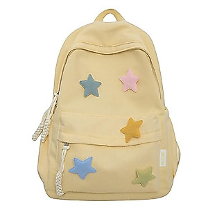 MININAI Y2K Aesthetic Backpack Preppy Backpack Cute Trendy Star Backpack Laptop Backpack Back to College Supplies (Yellow,One Size)