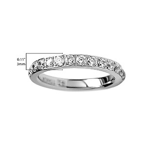 3MM Ladies Titanium Eternity Engagement Band, Wedding Ring with Pave Set Cubic Zirconia Size 8