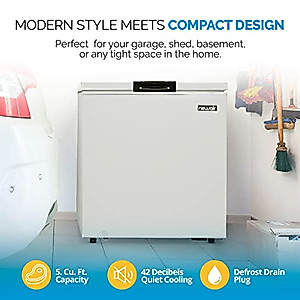 Newair 5 Cu. Ft. Mini Deep Chest Freezer and Refrigerator in Cool Gray with Digital Temperature Control, Fast Freeze Mode, Stay-Open Lid, Removeable Storage Basket, Self-Diagnostic Program