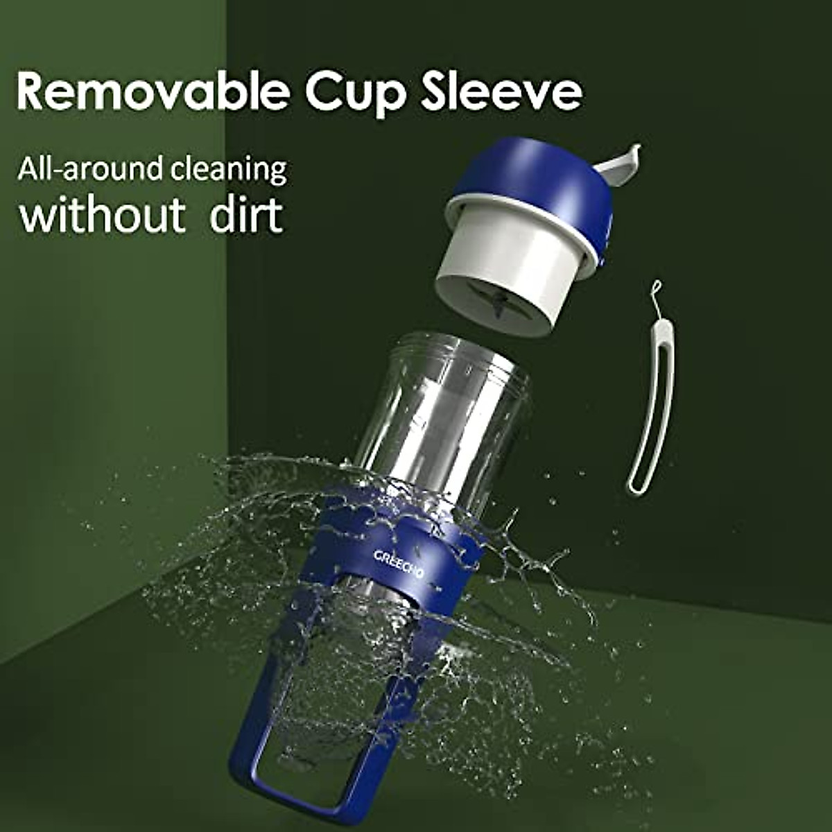 GREECHO Portable Blender, One-handed Drinking Mini Blender for Shakes and Smoothies, 12 oz Personal Blender with Rechargeable USB, Made with BPA-Free Material Portable Juicer