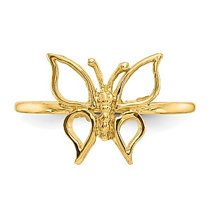 IceCarats 14K Yellow Gold Butterfly Wings Statement Ring Size 7