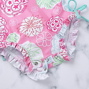 ACSUSS Infant Baby Girl Swimsuit Long Sleeve Floral Rash Guard UPF 50+ Sun Protection Swimwear Pink 0-3 Months