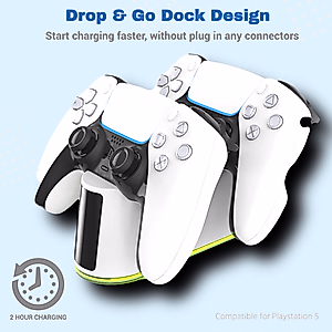 PS5 Charging Dock w/Fast 3A USB-C Power & RGB Base