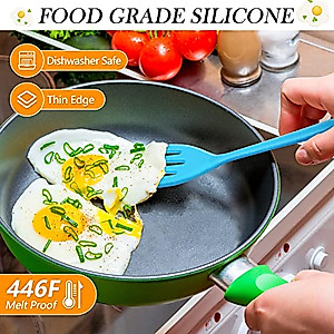 Romooa 5 Pack Small Silicone Turner High Heat Resistant Slotted Spatula Silicone Spatula Turner Slotted Fish Turner Set Flipper Mini Serving Spatula for Cooking (Red, Blue, Green, Orange, Pink)