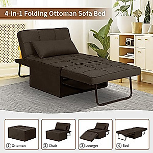 Diophros Sofa Bed, Convertible Couch Chair 4 in 1 Multi-Function Modern Folding Ottoman Guest Sleeper Bed with Adjustable Backrest for Small Room Apartment, Living Room, Large