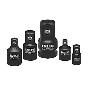 NEIKO 30249A 5 Piece Impact Socket Adapter Set, Standard SAE , 1/4, 3/8, 1/2" Cr-V Steel Impact Driver & Wrench Conversion Kit Socket Reducer, Locking Socket Adapter Set