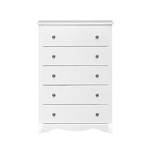 Prepac Sonoma Superior 5-Drawer Chest for Bedroom - Spacious and Stylish Chest of Drawers, Measuring 17.75"D x 31.5"W x 44.75"H, In White Finish