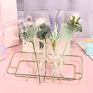 cridoz 100 Pcs Single Rose Sleeve with 100 Pcs Floral Water Tubes for Bouquets, Single Flower Sleeve Flower Wrapping Bags Flower Water Tubes for Mother's Day Graduation Party(Transparent)