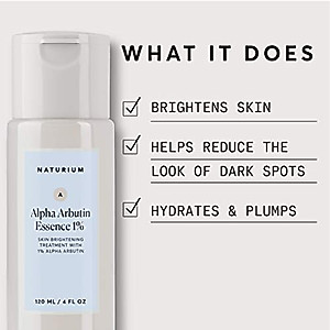 Naturium Alpha Arbutin Acid Essence 1% with Beta-Glucan, Skin Brightening Treatment, 4.0 oz