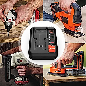 Energup Charger for Black and Decker 20V Lithium Battery LBXR20 LBXR2030 LB2X4020 and Compatible with Porter-Cable 20V Lithium Battery PCC680L PCC681L PCC682L PCC685L PCC685LP
