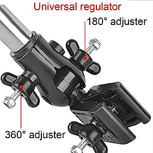 Umbrella Mount Holder, Adjustable Umbrella Mount Stand No Need Wrench to Attach/Detach Umbrella Clamp for Wheelchair, Walker, Rollator, Bicycle, Pram, Stroller(Black)