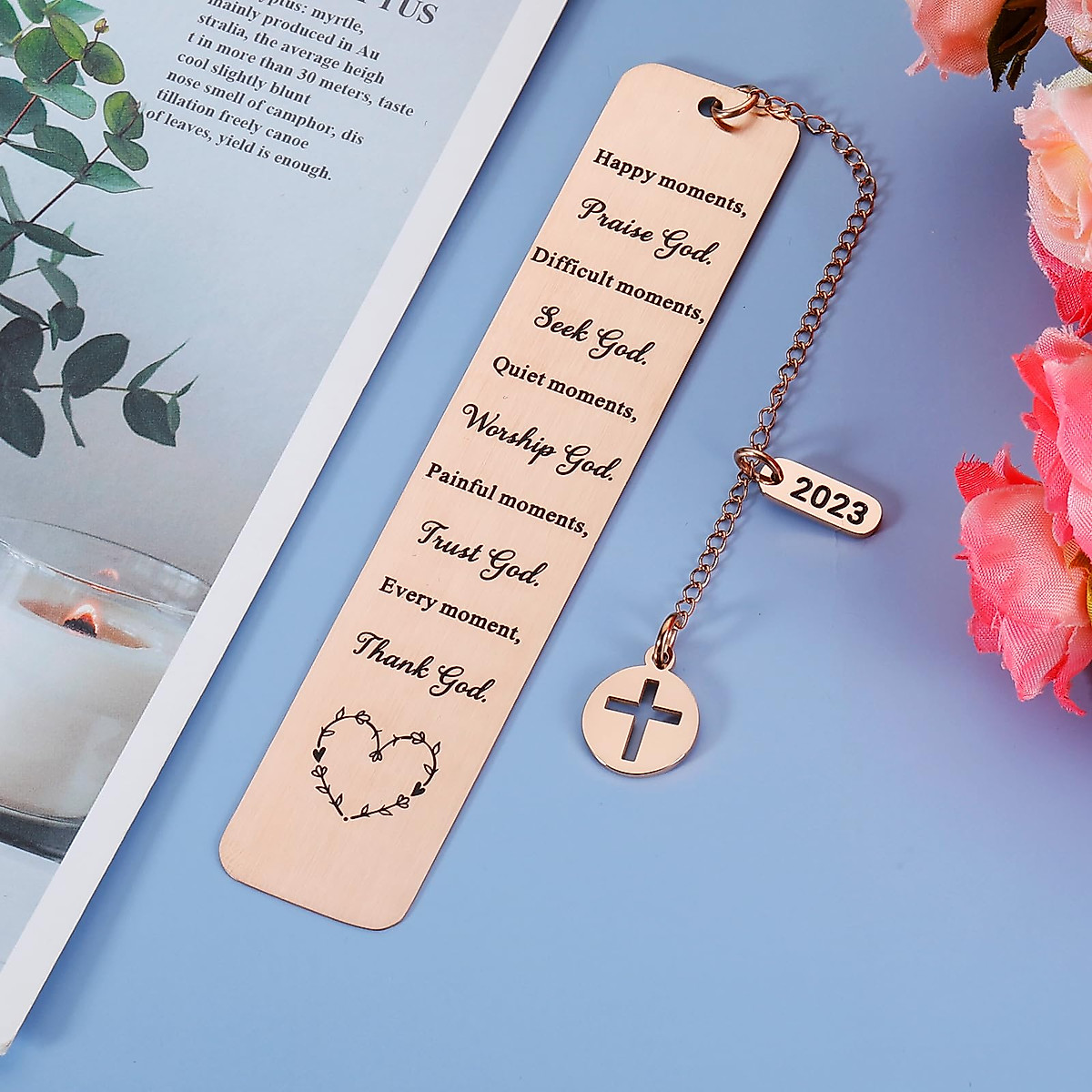 Baptism Confirmation Gift for Baby Kids Adult Bible Verse Bookmark for Women Men Friends Inspirational Christian Gifts Religious Gift for Girls Boys Faith Gifts Happy Moments Praise God