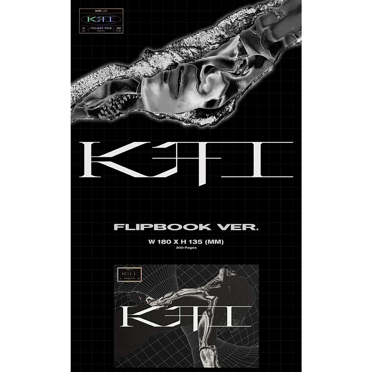 SM Ent. Kai EXO - (开) FLIP Book Ver. (1st Mini Album) Album+Extra Photocards Set, Gold, SMK1207