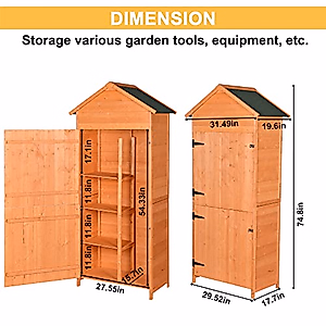 FRANSOUL Outdoor Wood Storage Shed Garden Storage Room, Waterproof Large Tool Storage Cabinet with Lockable Doors for Patio, Backyard, Lawn, Meadow, Farmland, Natural