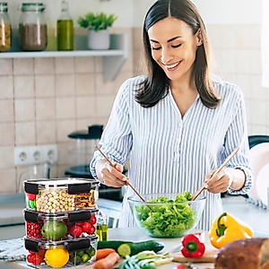 Moretoes 3pcs 36oz Meal Prep Containers Reusable, Airtight Food Storage Containers with Lids, 3 Compartment Plastic Stackable Storage for Freezer Lunch(3 Containers, 3 Lids, BPA-Free)