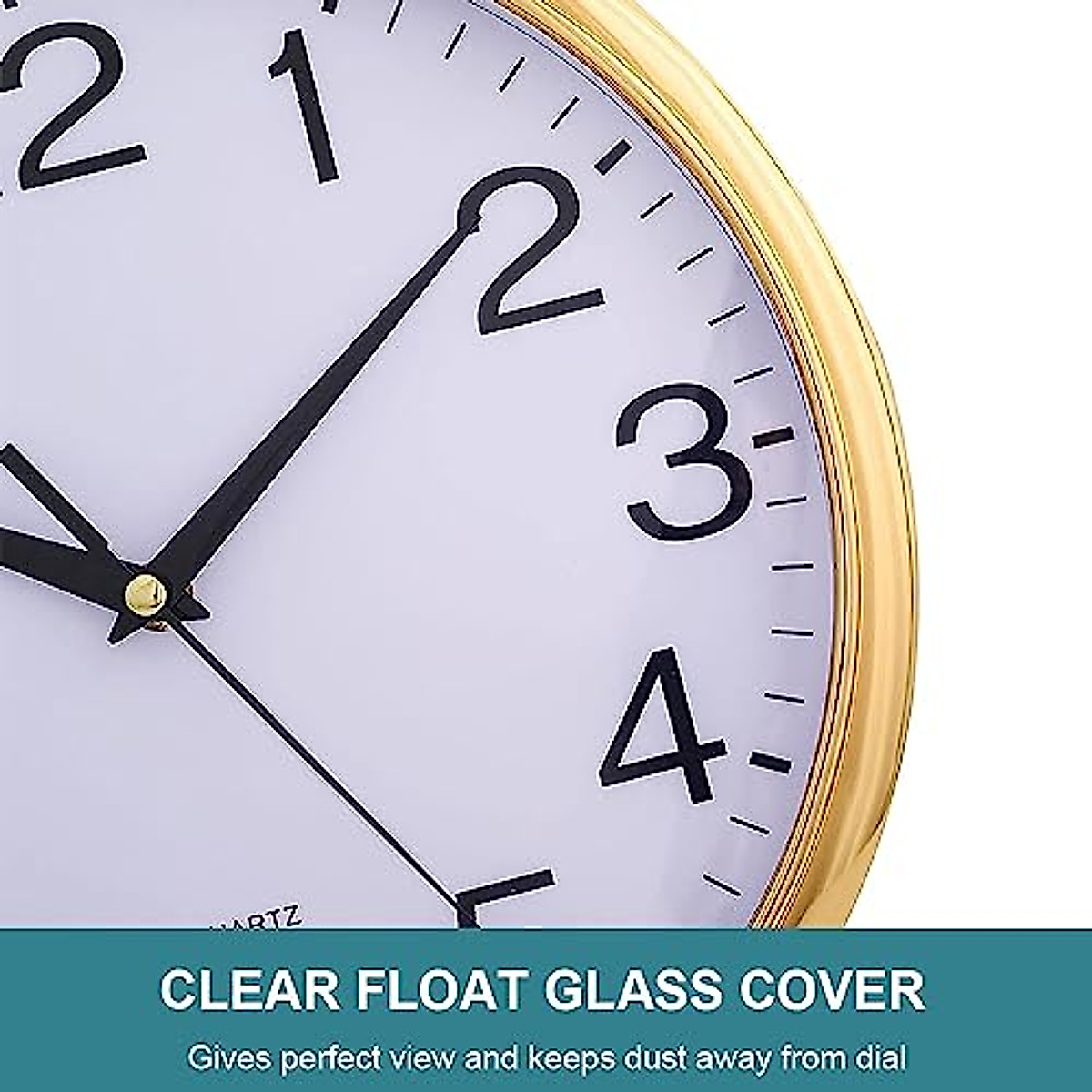 LAIGOO 12 inch Gold Wall Clock Analog, Silent Non-Ticking, Decorative Modern Wall Clock Battery Operated for Living Room Bathroom Bedroom Kitchen Office School