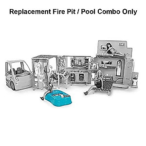 Barbie Replacement Part Camping Van - X8410 Sisters RV Camping Van Playset ~ Replacement Fire Pit / Pool Combo