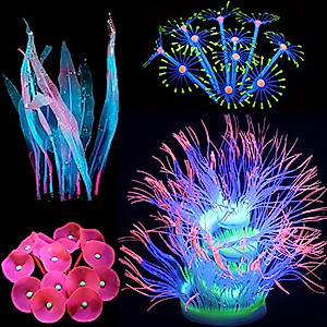 Danmu Glowing Effect Silicone Aquarium Decorations Fish Tank Decoration Coral Aquarium Decorations 4 Pack