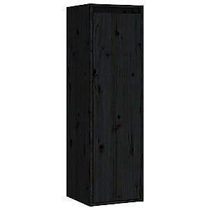 MSLAONXC Wall Cabinets 2 pcs Black,Bathroom Cabinet,Bedroom Cabinet,Hanging Cabinet,Wall Decor,for Laundry Room, Bathroom, Kitchen, Bedroom, Office,Living Room,11.8"x11.8"x39.4" Solid Pinewood