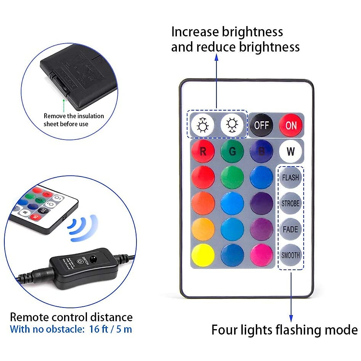 Spotlight for Yard, Color Changing Pond Lights IP68 Waterproof Underwater Landscape Lights Outdoor Spot Lights, Remote Control Multi-Color Dimmable Adjustable Garden Light with Spiked Stand, 4 in Set