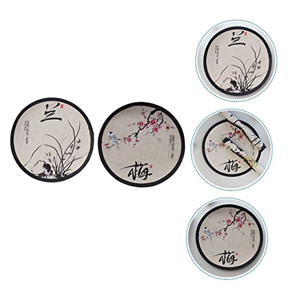 Didiseaon Jute Mat Round Placemats Photo Coasters Desk Mat for Desktop 2pcs Decorative Coasters Wedding Party Placemats Fashions Placemats Home Placemats Round Design Coasters Table Decor