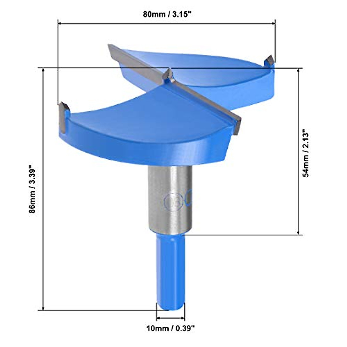 uxcell Forstner Drill Bits 80mm, Tungsten Carbide Wood Hole Saw Auger Opener, Woodworking Hinge Hole Drilling Boring Bit Cutter (Blue, Gray)