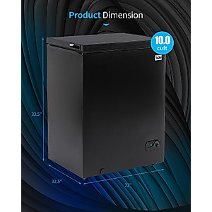 TABU 10.0 Cu Ft Chest Freezer, Deep Freezer with Removable Storage Basket, Top Open Door Chest Freezer, Black Freezer with 7 Level Adjustable Temperature, Compact Freezer with Top Open Door (Black)