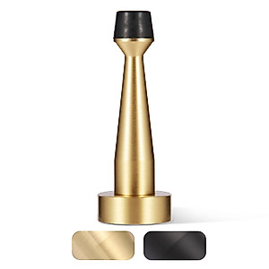 Solid Brass Door Stop, Decorative Door Stopper Wall Protector, Heavy Duty Door Stop with Rubber Bumper Tip for Wall Door Protection Sound Dampening, Brushed Gold Brass Plated
