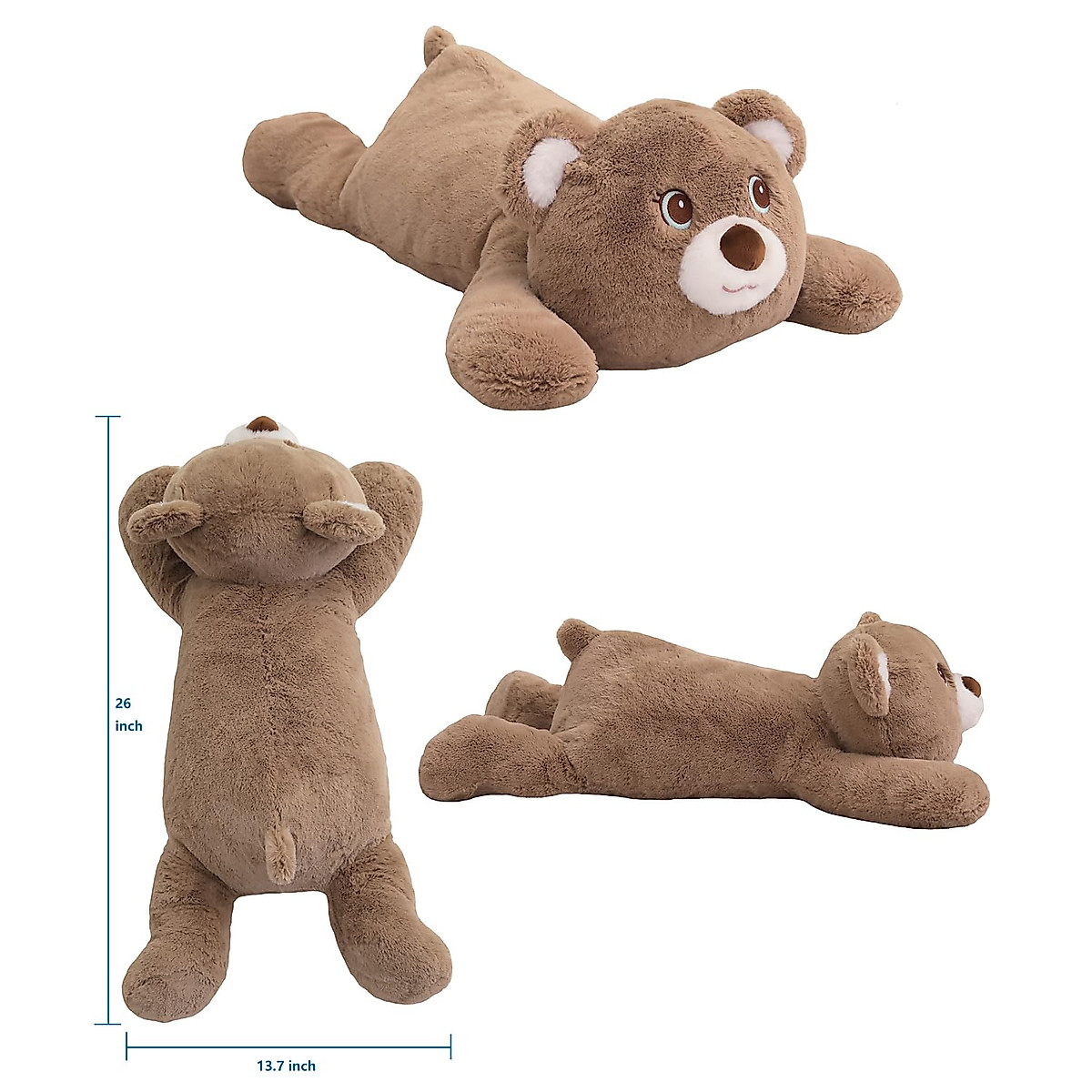 XMV 26 inch 5 lbs Bear Weighted Stuffed Animals, Large Weighted Plush Animal, Cute Plush Toy Pillow, Soft Bear Plushie Gifts for Adults, Kids, Boys and Girls(Brown)