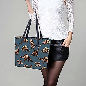 Womens Handbag Dinosaurs Animal Pattern Leather Tote Bag Top Handle Satchel Bags For Lady