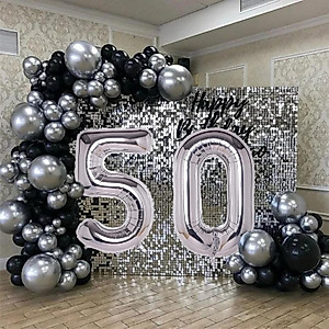 WEIKA 40 Inch Number 50 Balloons, Silver Giant Jumbo Helium Number 50 Foil Balloons for 50th Birthday Party Anniversary Events Man Woman Decorations Supplies